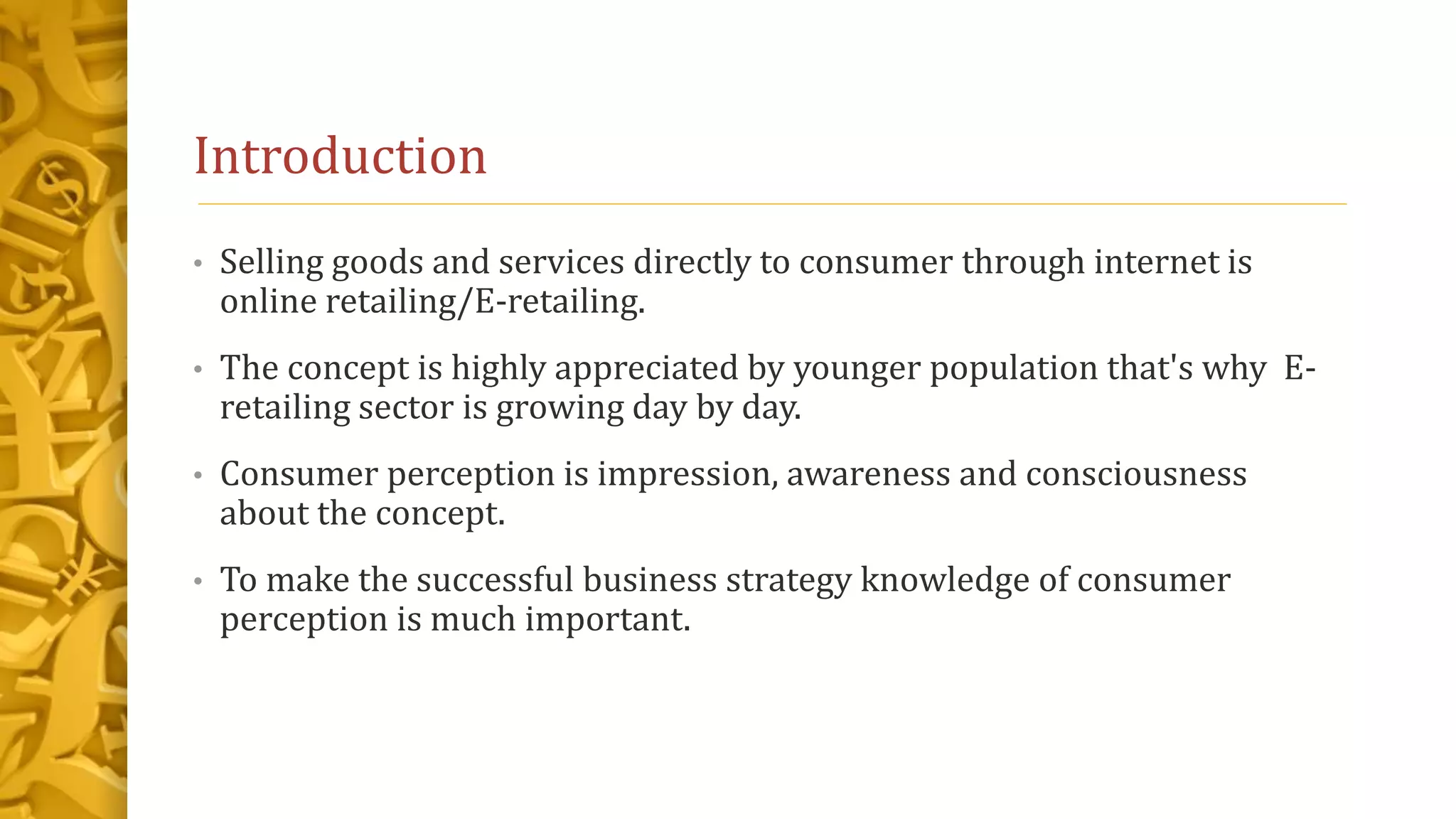 Consumer perception towards online shopping | PPTX