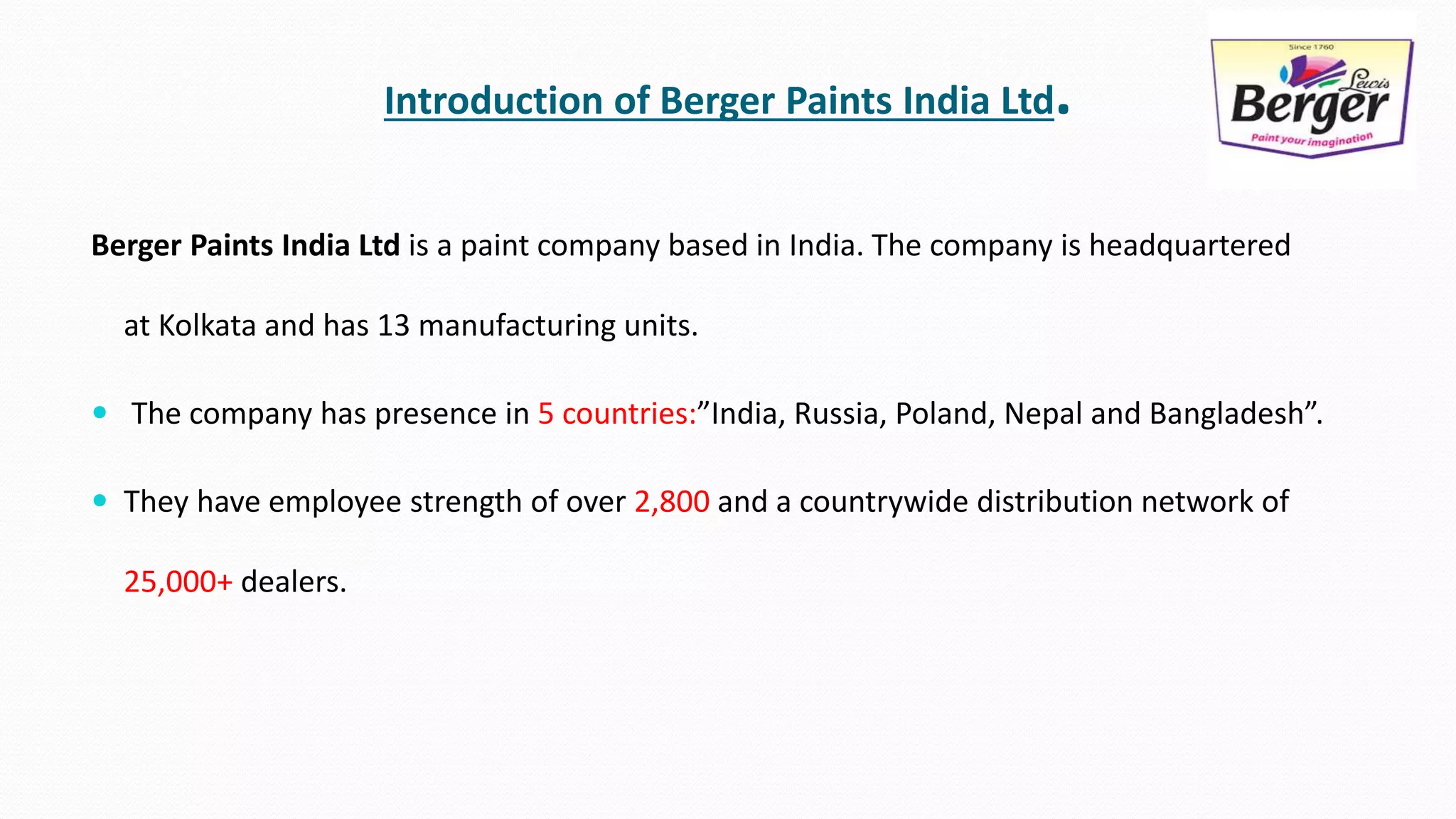 Consumer preference towards berger paints | PPTX