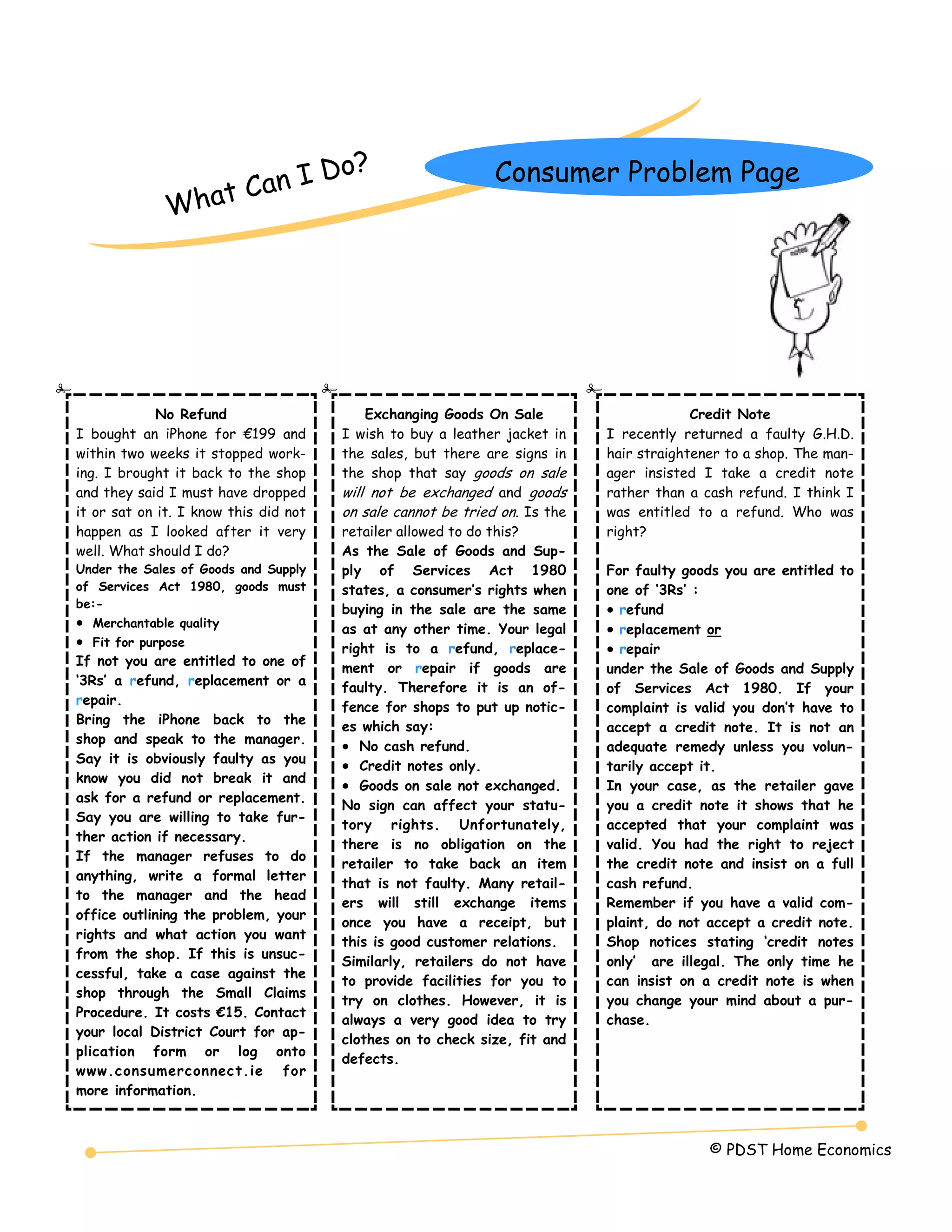 Consumer problems worksheet solutions | PDF