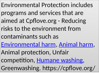 Consumer Protection | Environmental Harm | Animal Harm | Animal ...