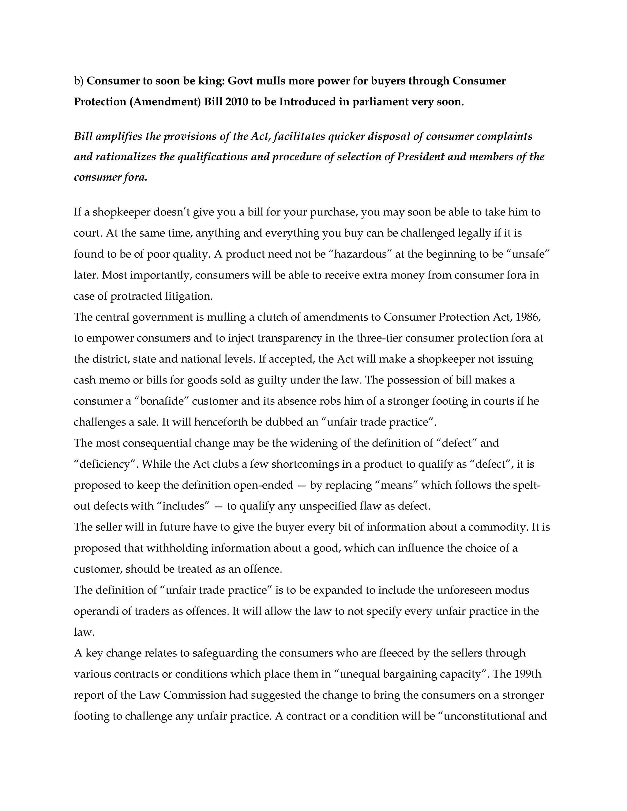 Consumer protection act | DOCX