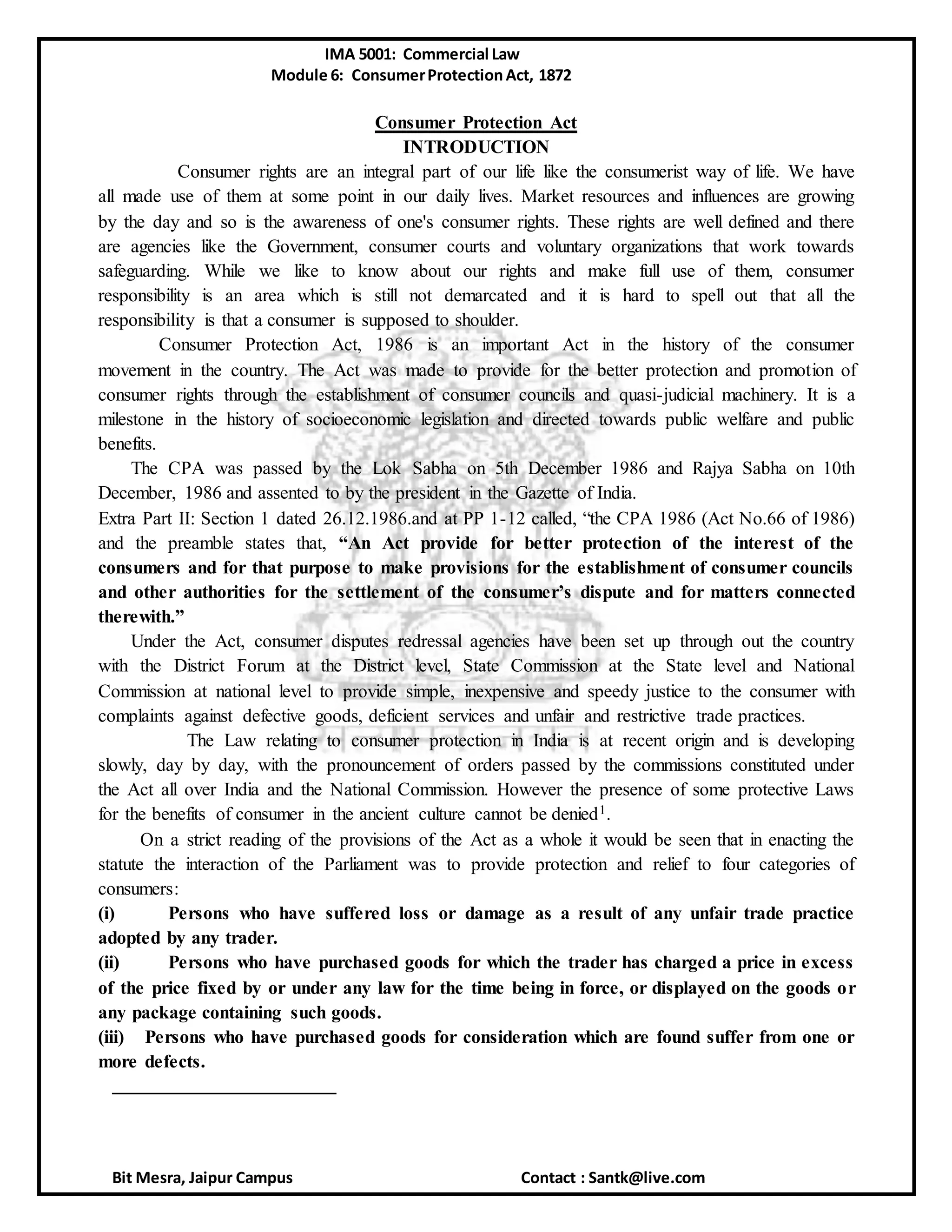 Consumer protection act | DOCX