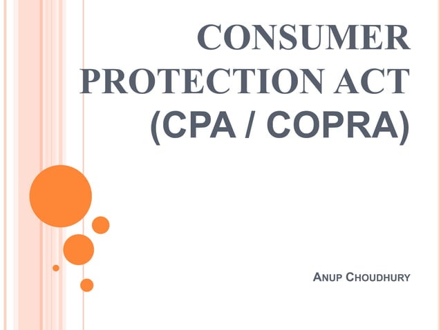 Consumer protection act | PPTX | Law