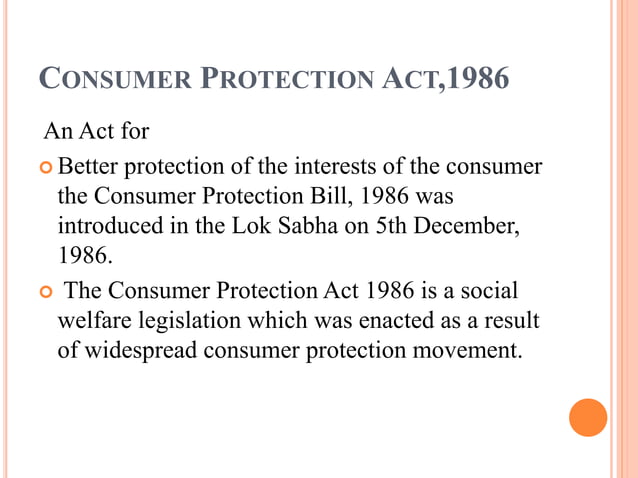 Consumer protection act | PPTX | Law
