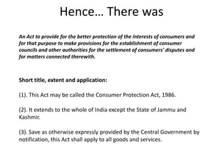 Consumer protection act,1986 | PPTX