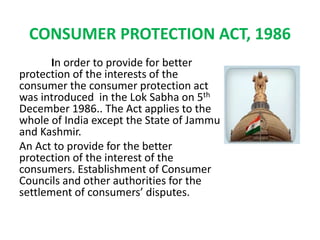 Consumer protection act 1986 | PPTX