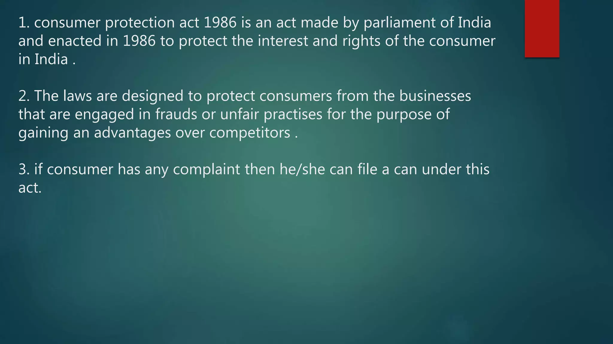 Consumer protection act 1986 | PPTX