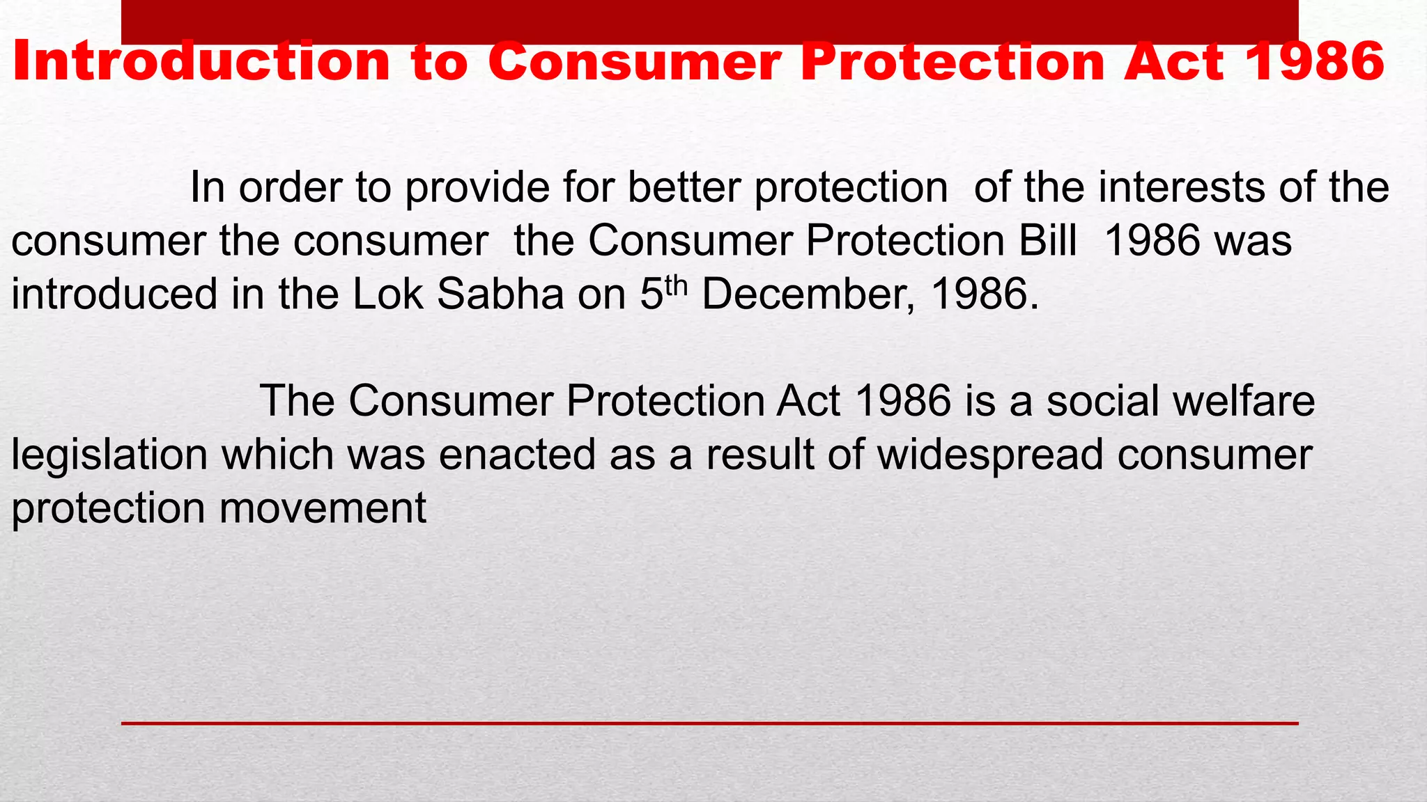 Consumer protection act 1986 | PPTX