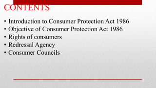 Consumer protection act 1986 | PPTX