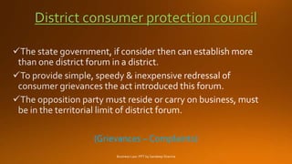 "Consumer protection act, 1986" - Business Law | PPTX