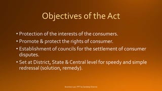 "Consumer protection act, 1986" - Business Law | PPT