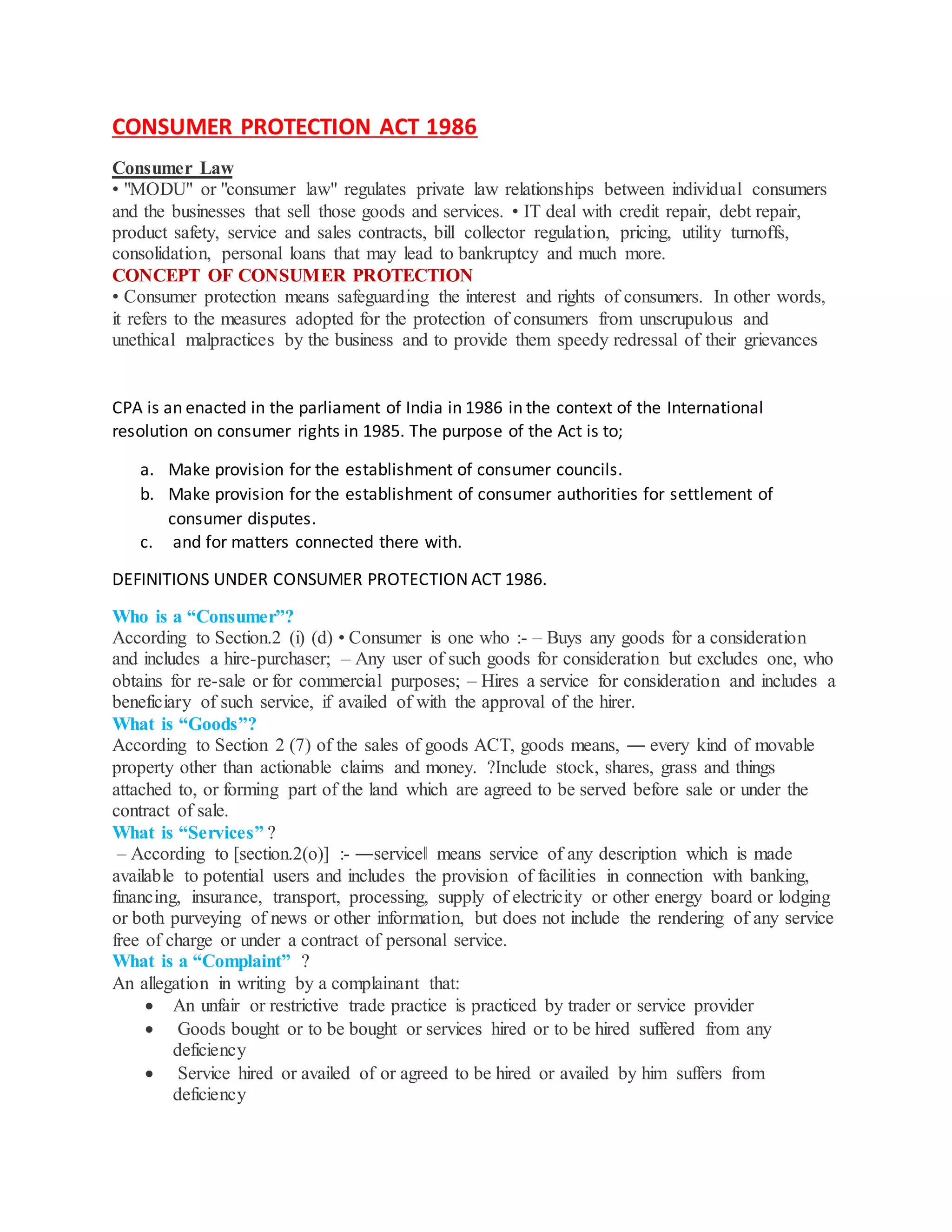 Consumer protection act 1986 | PDF