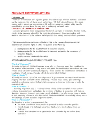 Consumer protection act 1986 | DOCX
