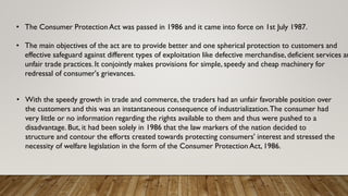 Rights of Consumers under Consumer Protection Act, 1986. | PPTX