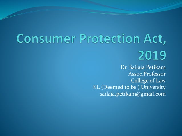 Consumer protection act, 2019 | PPTX