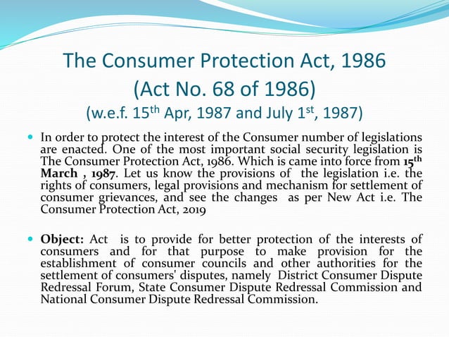 Consumer protection act, 2019 | PPTX