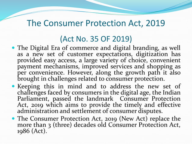 Consumer protection act, 2019 | PPTX