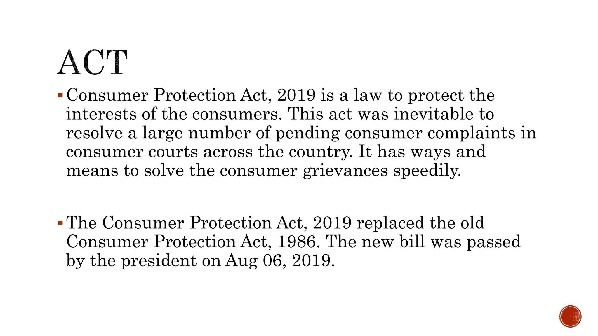 Consumer Protection Act, 2019 | PPTX