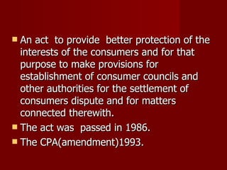 Consumer Protection Act (Cpa | PPT
