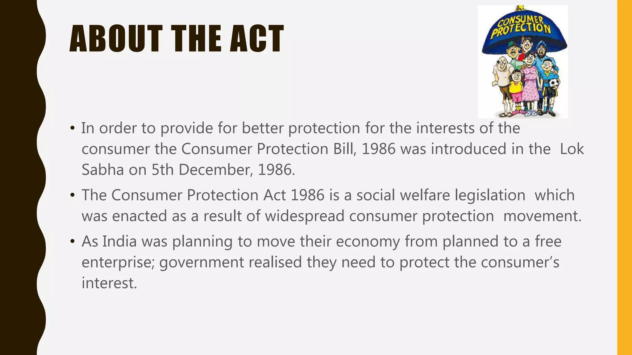 Consumer Protection Act, 1986 India | PPT