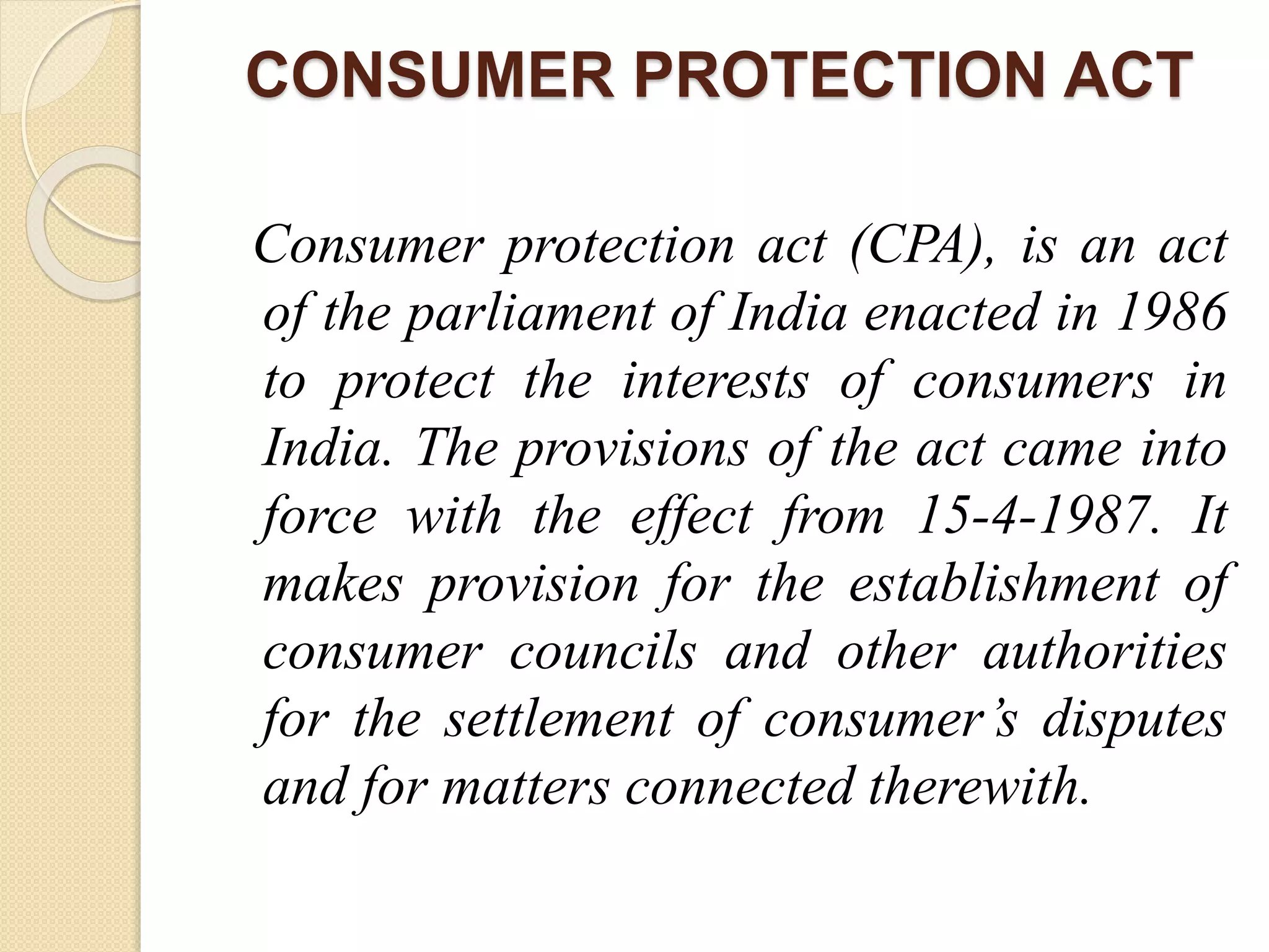 Consumer protection act | PPTX