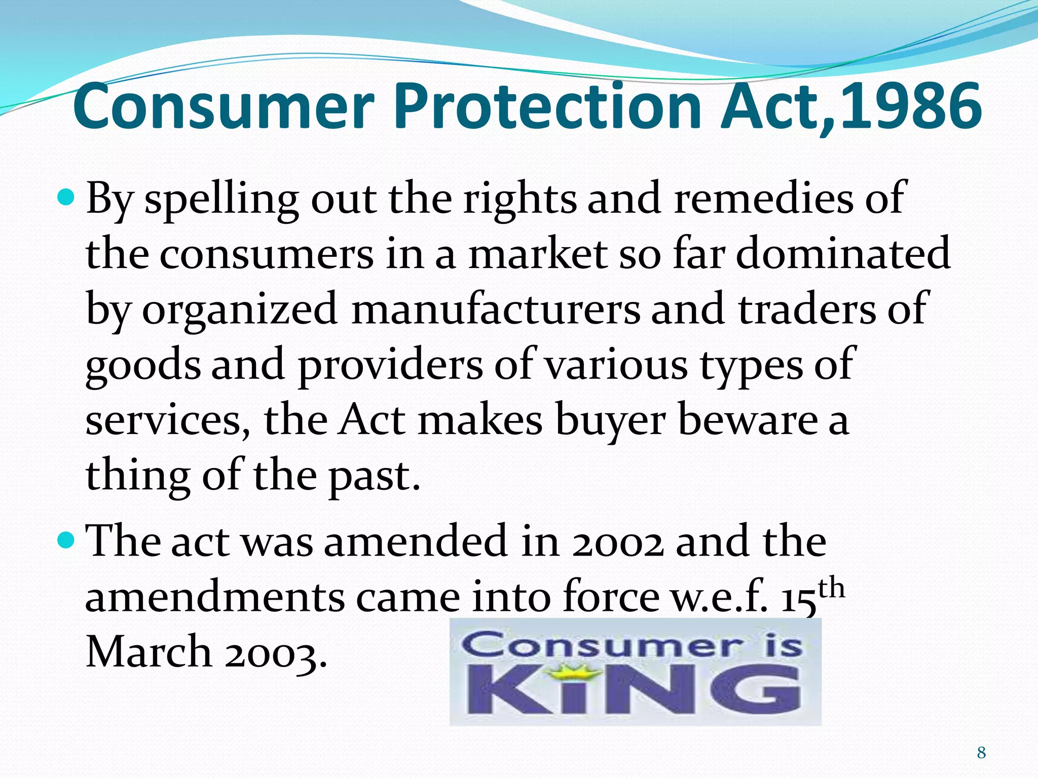 Consumer protection act presentation | PPTX
