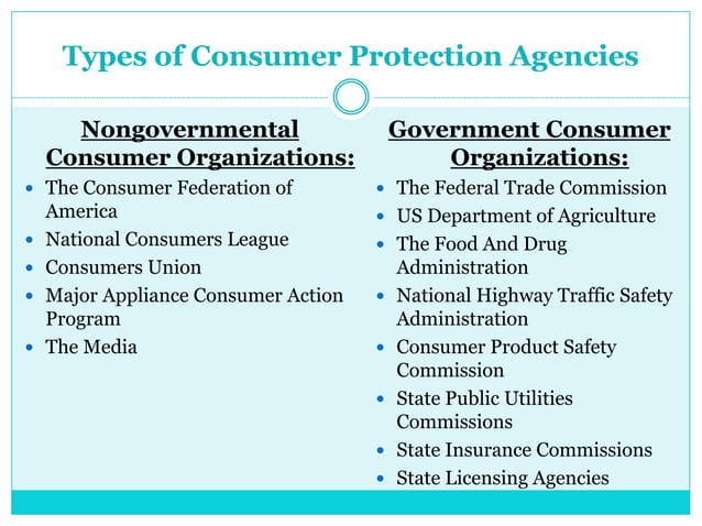 Consumer Protection Agencies.ppt | Recalls | Consumer Issues