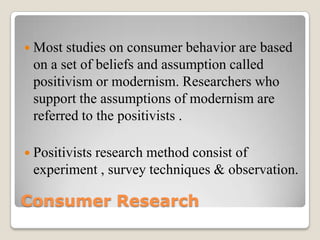 Consumer Reserch & Market Segmentation | PPT