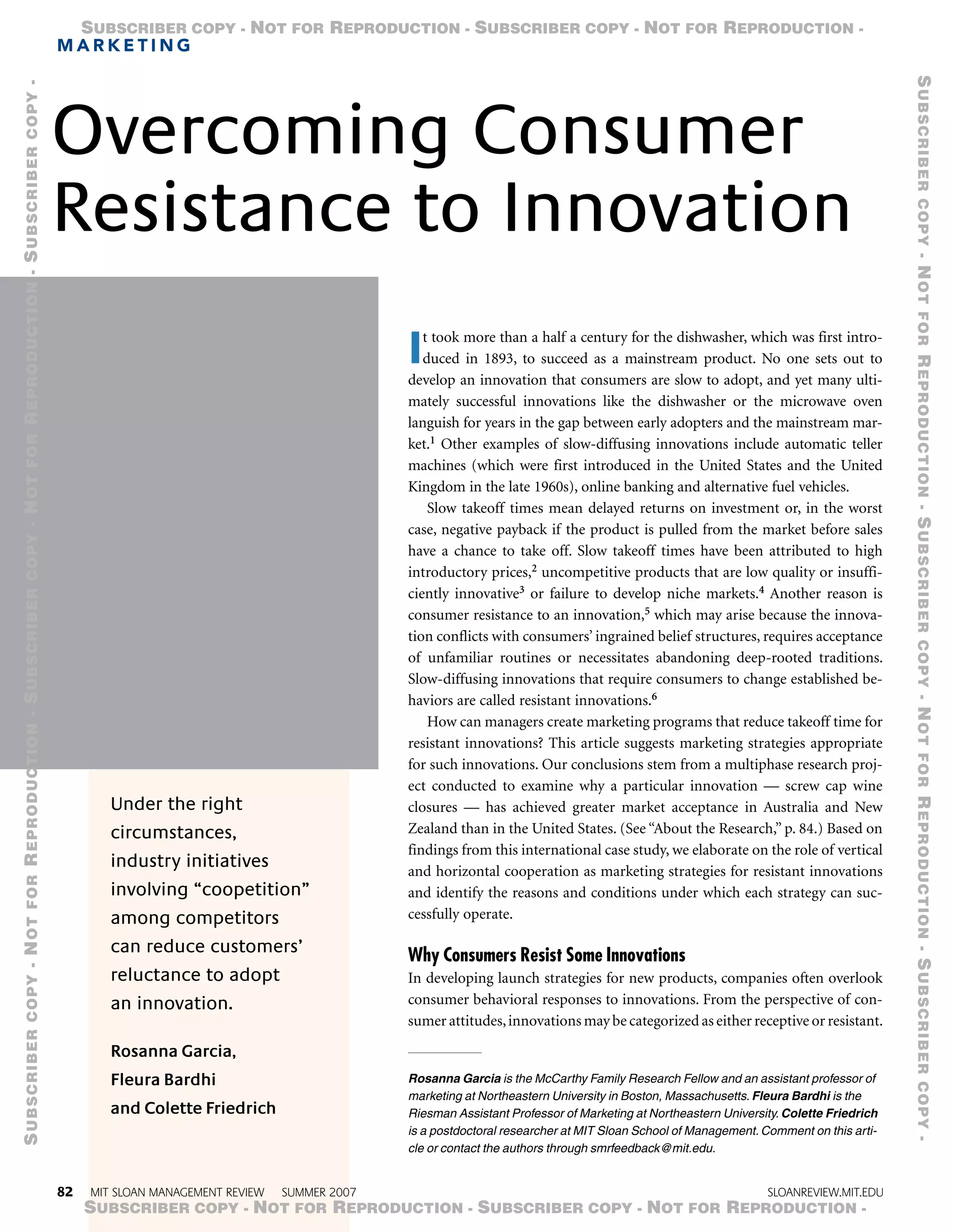 Consumer Resistance To Innovation | PDF