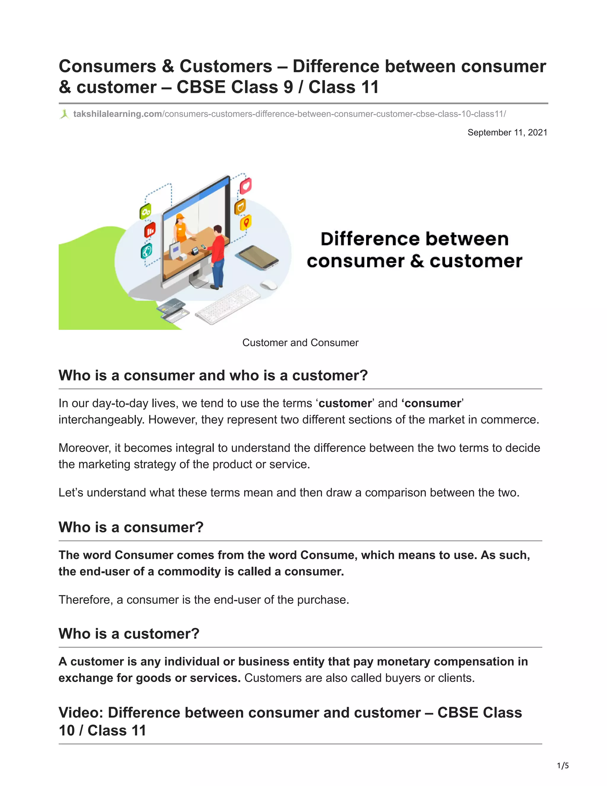 Consumers and customers difference between consumer customer cbse class ...
