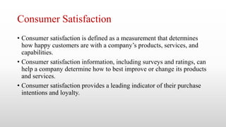 Consumer Satisfaction and Quality; Post Purchase Behaviour | PPTX