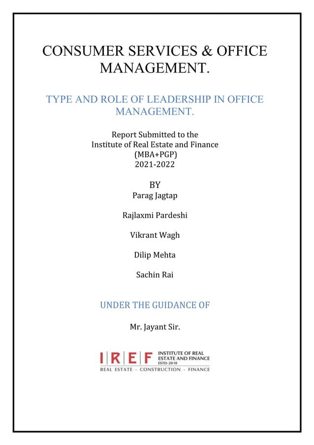 Consumer services & office management | PDF