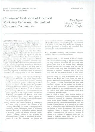 Consumers evaluation of unethical marketing behaviors | PDF