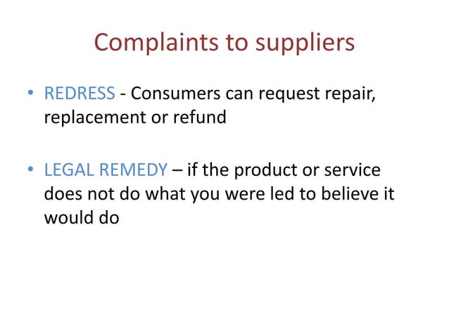 Consumers redress and remedies | PPT