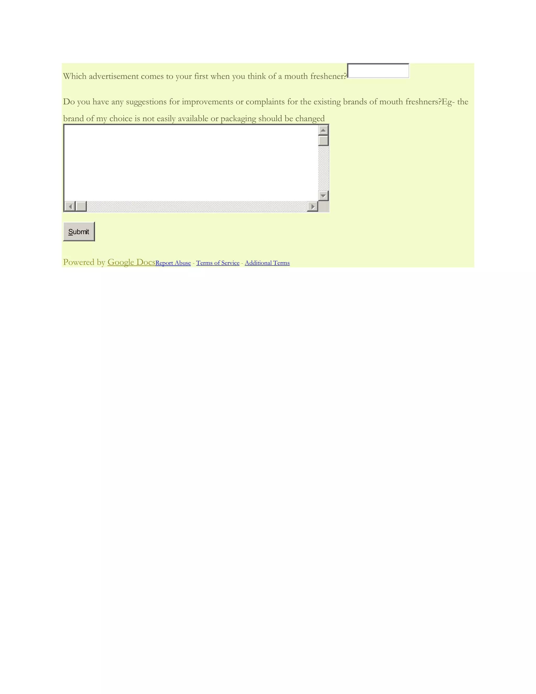 Consumer survey questionnaire | DOCX