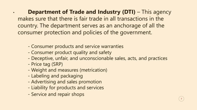 Consumer welfare and protection | PPTX | Agriculture | Industries