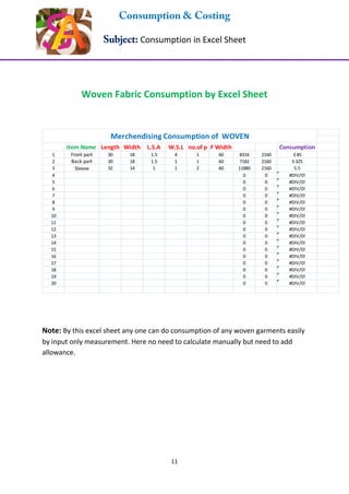 Consumption & costing of Apparels | PDF