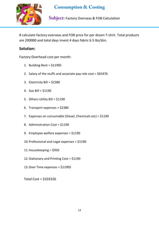 Consumption & costing of Apparels | PDF