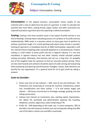 Consumption & costing of Apparels | PDF