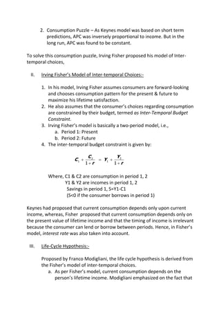 Consumption hypotheses | PDF