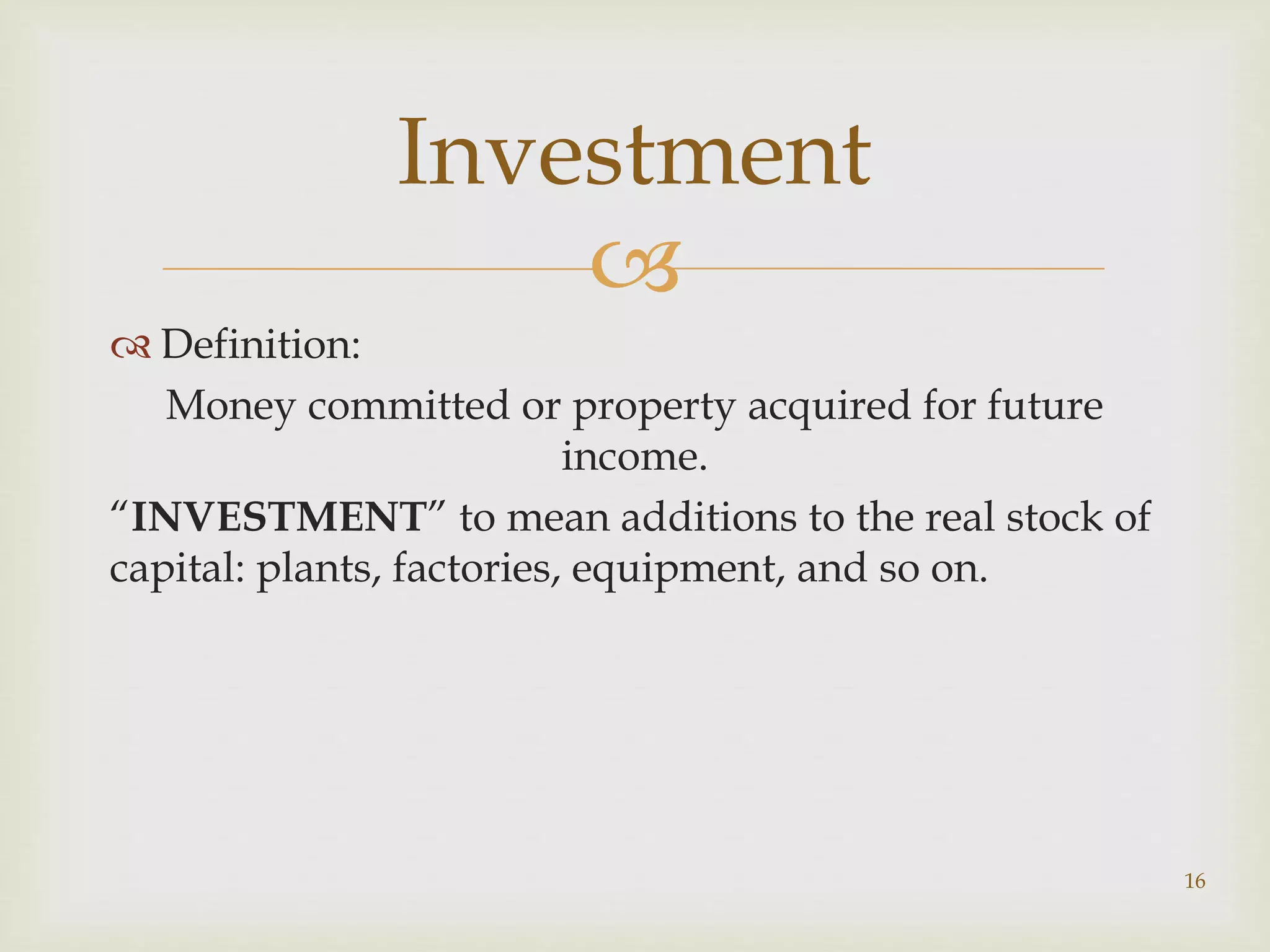 Consumption, Saving and Investment | PPTX