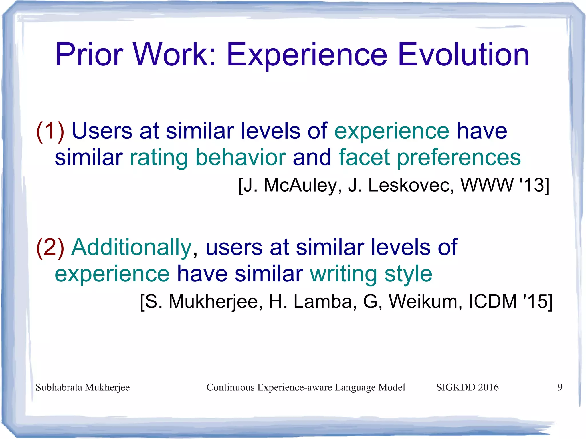 Continuous Experience-aware Language Model | PPT