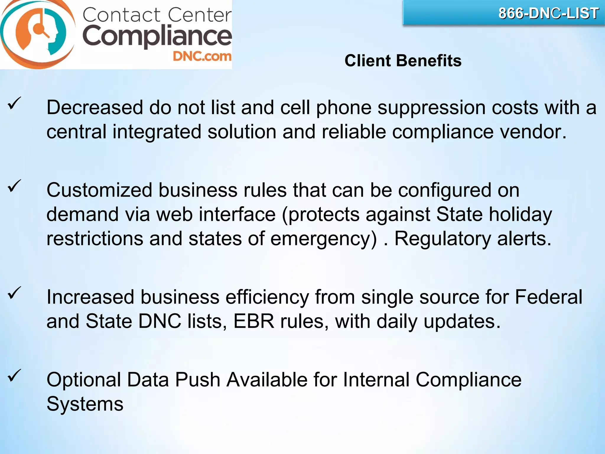 Contact Center Compliance TCPA Solution Overview | PPT