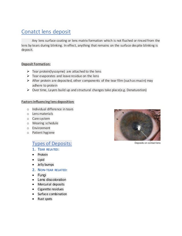 Contact Lens Deposits, Contact lens Aftercare, Overview of care and ...