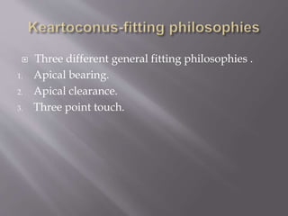 Contact lens fitting in keratoconus copy | PPTX