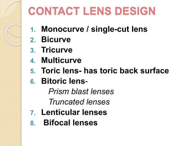 Contact lenses in Ophthalmology | PPTX