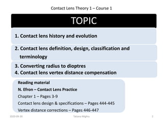 Contact lens theory 1 course 1 | PPTX