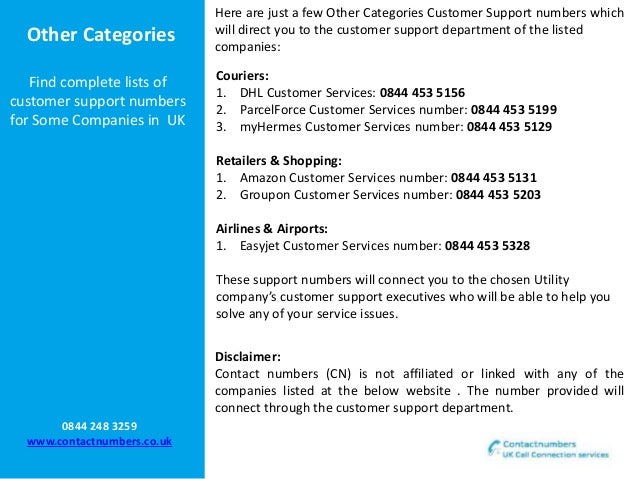 Contact Numbers - UK’s Customer Services Phone Directory