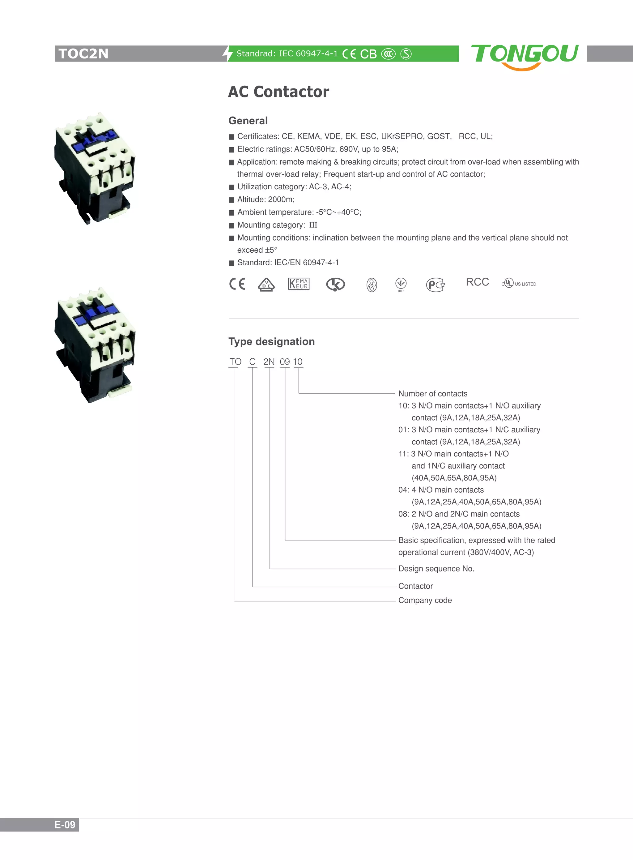 Contactor thermal relay catalogue | PDF