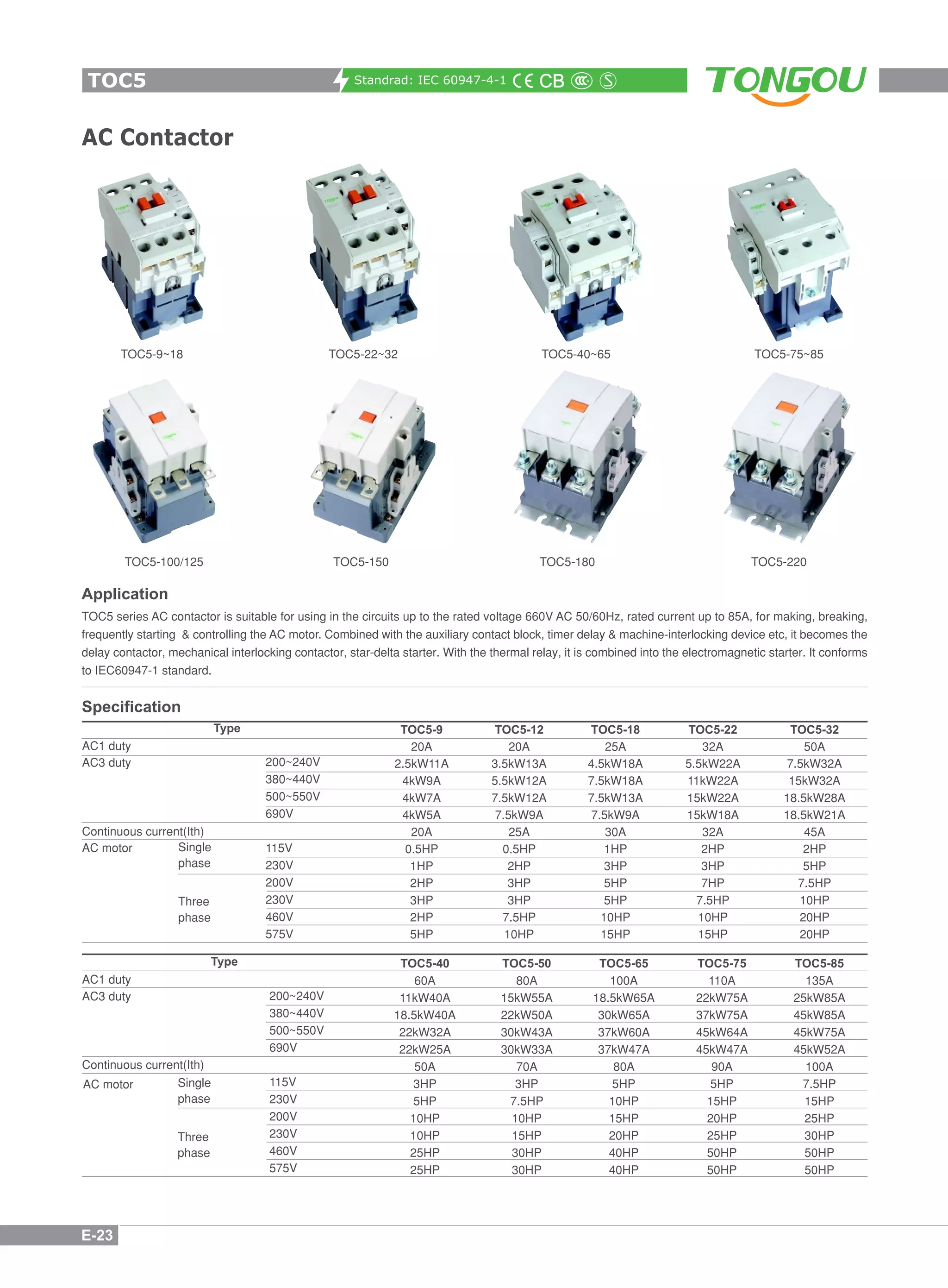 Contactor thermal relay catalogue | PDF
